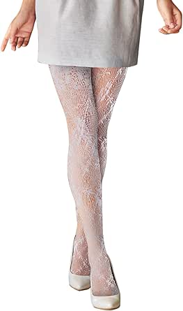 LANAFAY Collants en Dentelle Florale pour Femmes, Collant Blanc Collant ...