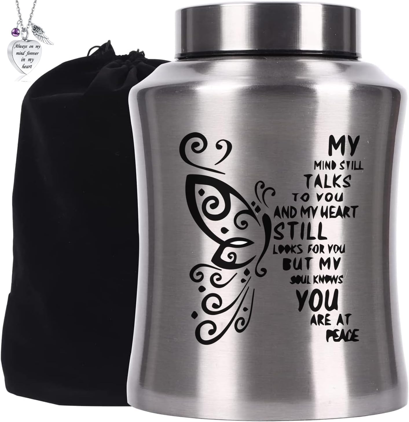 Amazon.com: Medium Urn with Velvet Pouch and Heart Necklace and Funnel ...