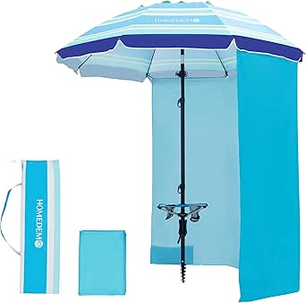 Amazon.com: HOMEDEMO Heavy Duty High Wind Beach Umbrella With Foldable ...