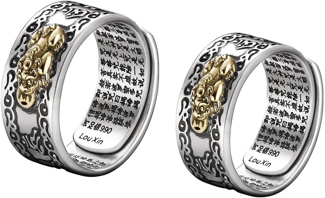 Amazon.com: Feng Shui Ring PiXiu Mantra Rings Buddhist Amulet Protection Wealth Love Health Ring ...