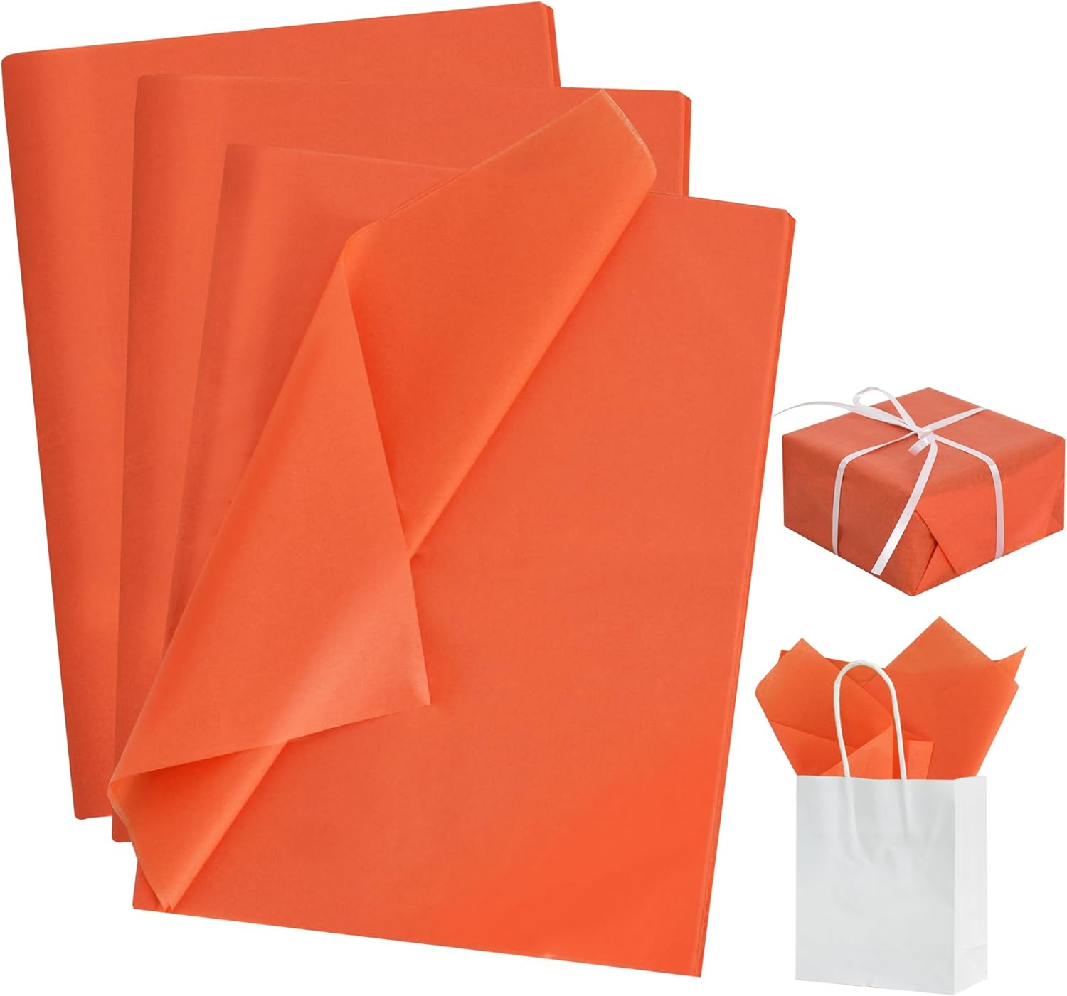 Amazon.com: BEISHIDA 100 Sheets Orange Tissue Paper Bulk, Wrapping ...