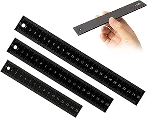 3Pcs Black Ruler,15cm 20cm 25cm Measuring and Cutting Ruler Long ...