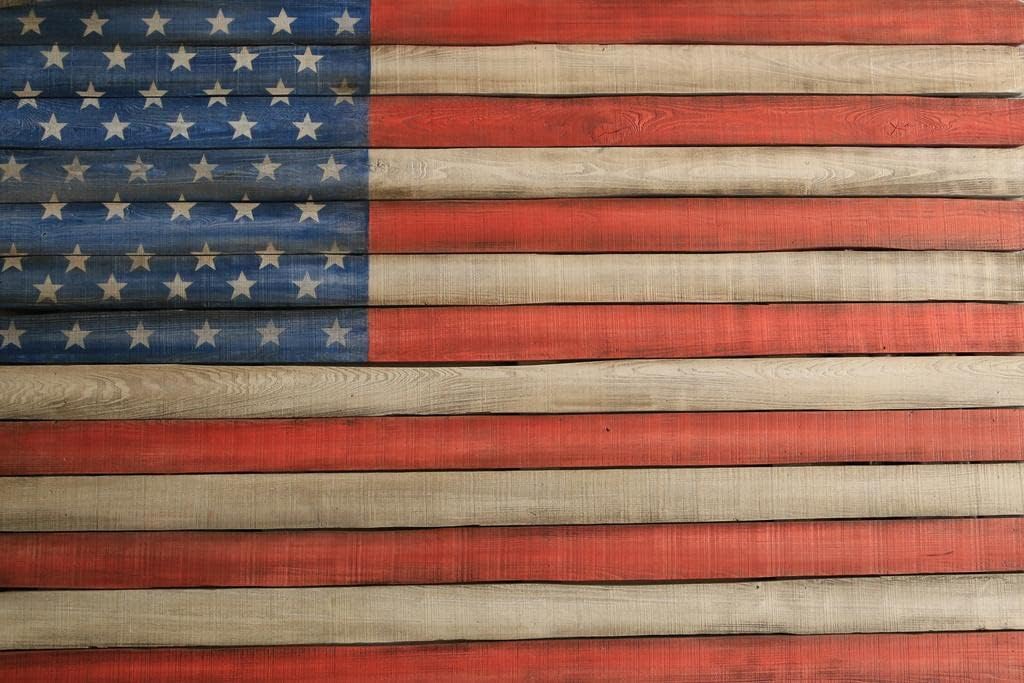 Amazon.com: Laminated American Flag Painted on Wooden Boards USA Flag ...