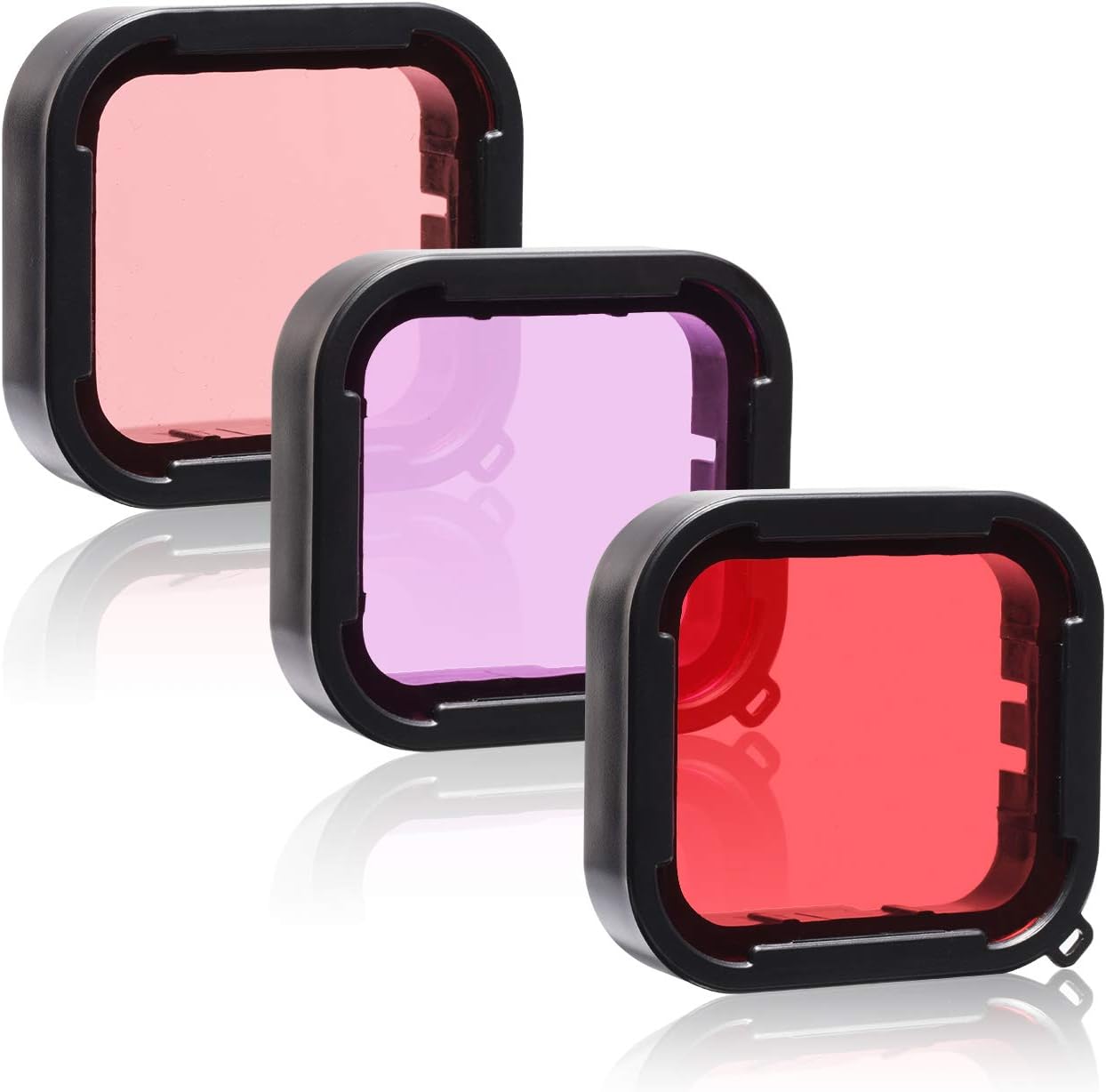 Amazon.com : 3 in 1 Snorkel Diving Underwater Red/Pink/Purple Lens ...