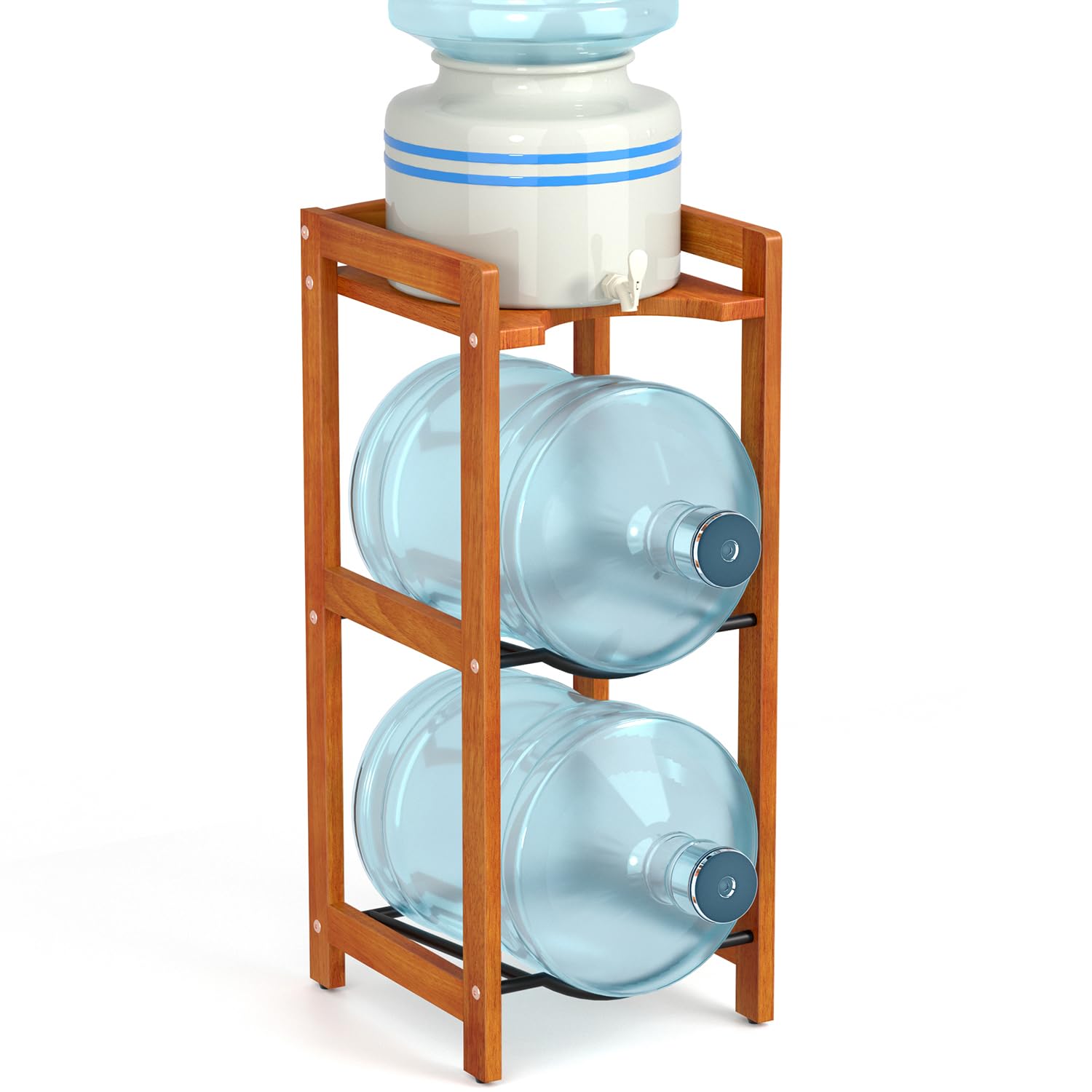 Amazon.com: 5 Gallon Water Jug Holder with Top Shelves, Natural Solid ...