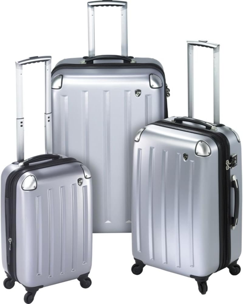 Amazon.com | Pulse V2 3 Piece Spinner Luggage Set Color: Silver ...