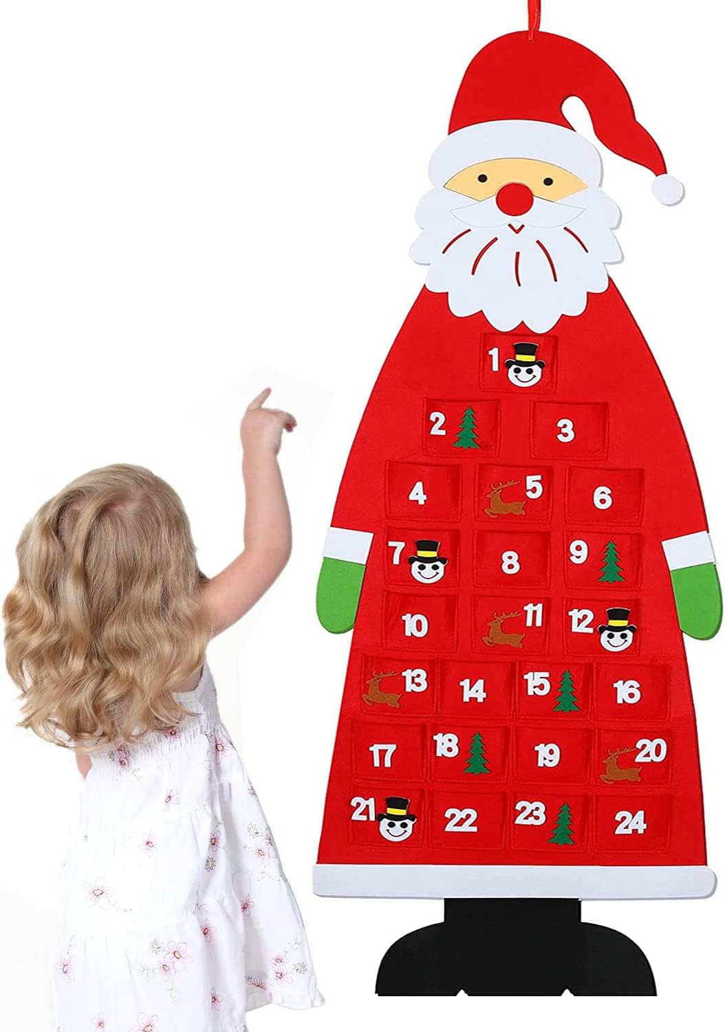 2024 Advent Calendar, Wall Felt Santa Advent Calendar with Pockets 24 ...