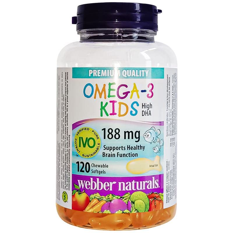 Webber Naturals Omega3 Kids high DHA 188mg, Natural Orange Flavour ...