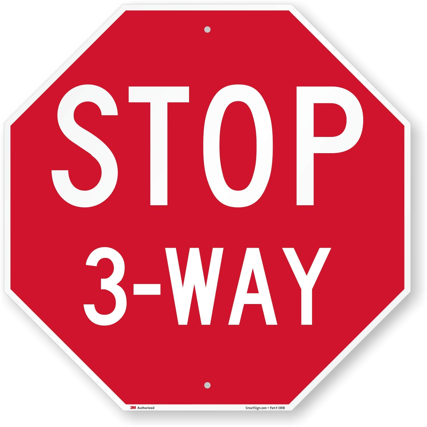Amazon.com: SmartSign "Stop 3-Way" Sign | 24" x 24" 3M Engineer Grade ...