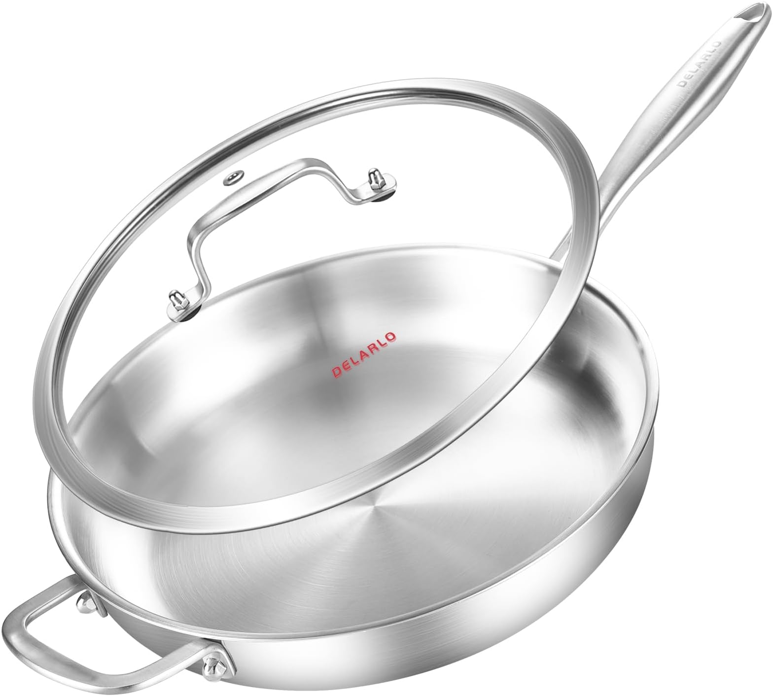 Amazon.com: DELARLO Tri-Ply Stainless Steel Pan with Lid 12inch丨 ...