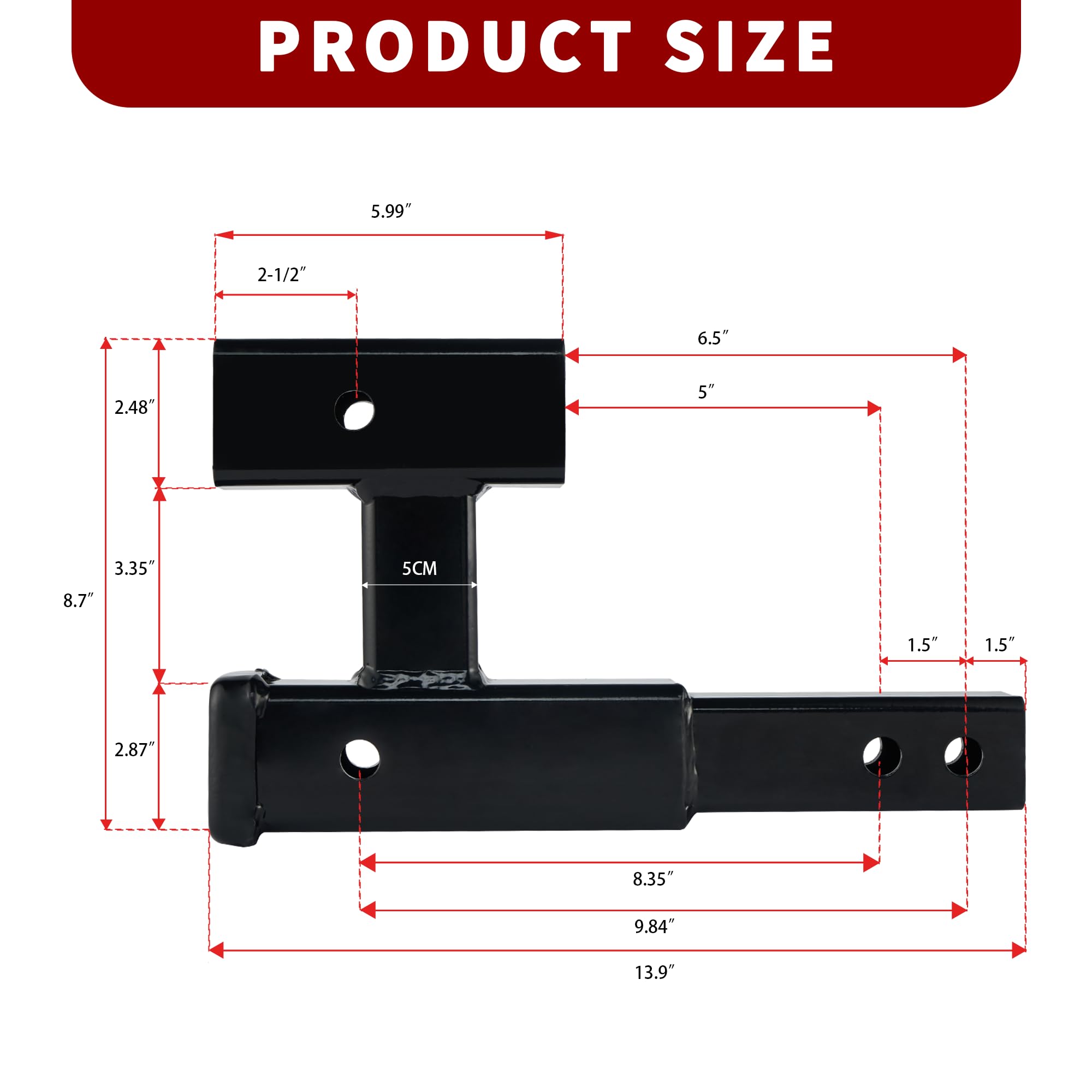 Snapklik.com : TYT Trailer Dual Hitch Extender, 2 Receiver