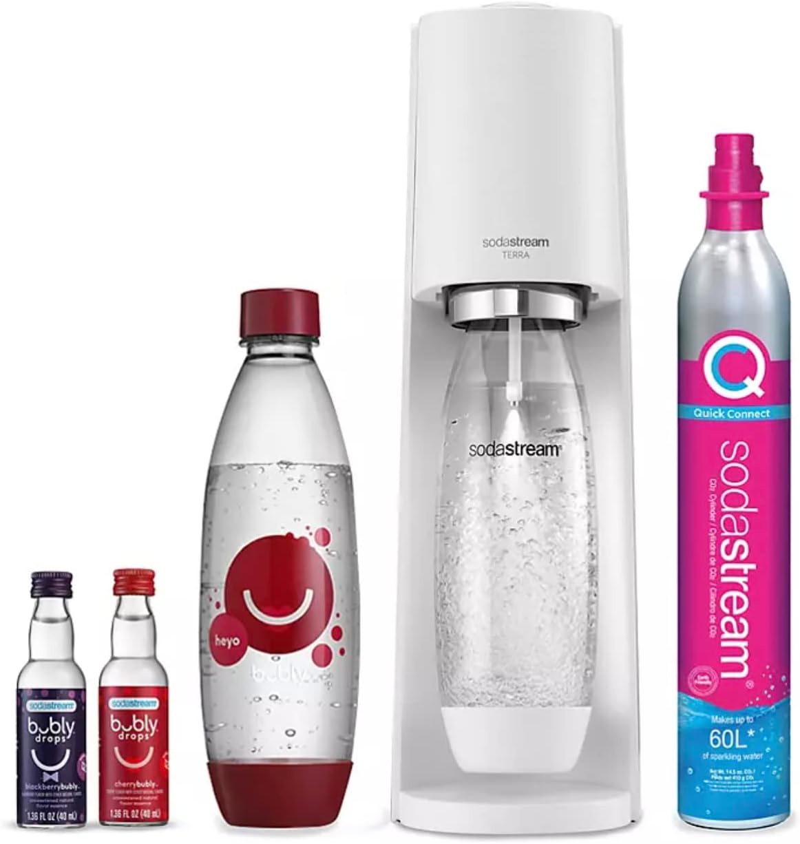 Amazon.com: SodaStream Terra Starter Kit w/Cherry Bubly Designed Bottle
