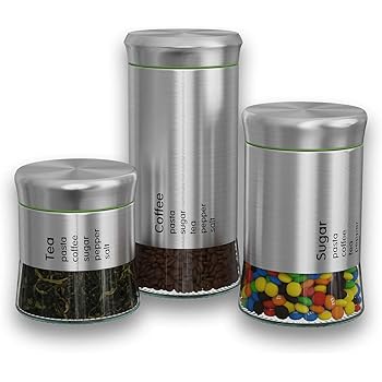 Amazon.com: Quality Modern Red Stainless Steel Canister Set for Kitchen ...
