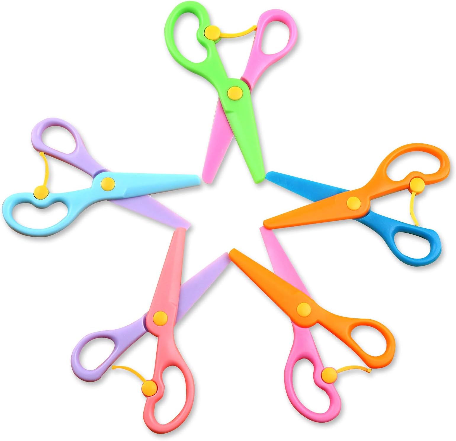 Amazon.com : Assorted Color Plastic Preschool Training Scissors Art DIY ...