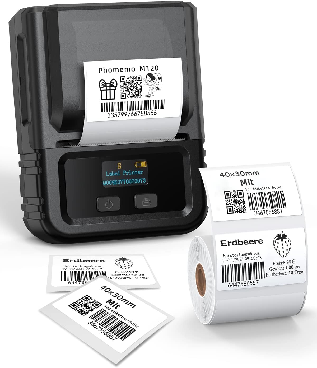 Phomemo M120 Etikettendrucker Bluetooth, Mini Labeldrucker Sticker ...