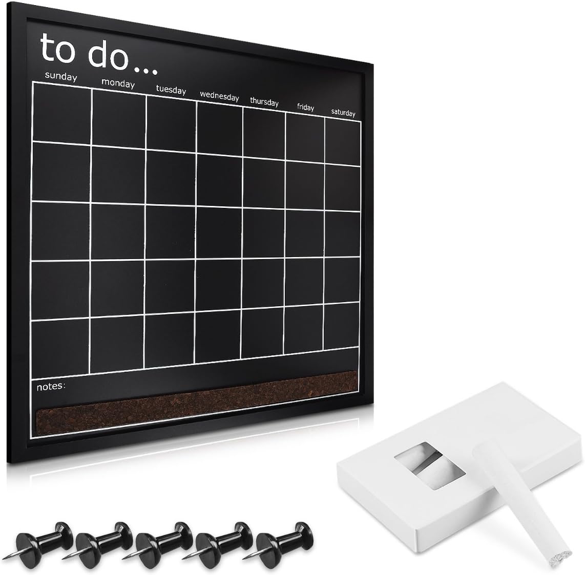 Navaris Chalkboard Calendar Cork Board - Monthly Planner Blackboard for ...