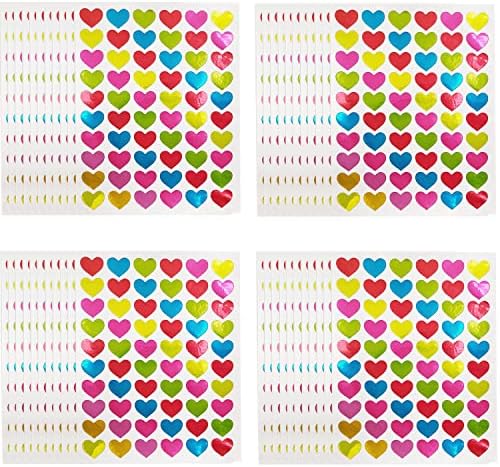 Joakaui 2400 Pcs Coloured Heart Stickers, 40 Sheets Coloured Self ...