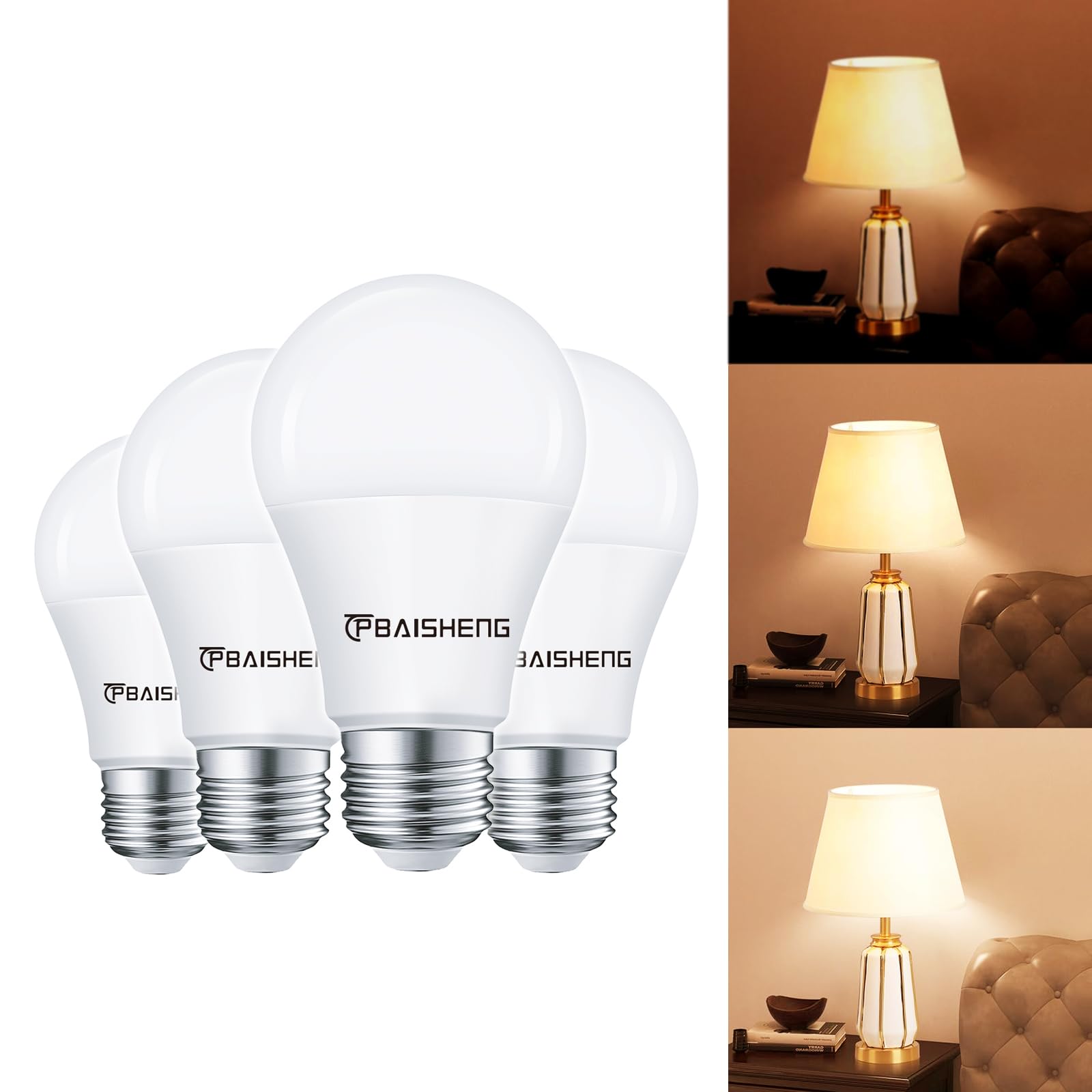 Amazon.com: 3 Way Light Bulbs 50 100 150 Soft White, No-Flicker, 4Pack ...