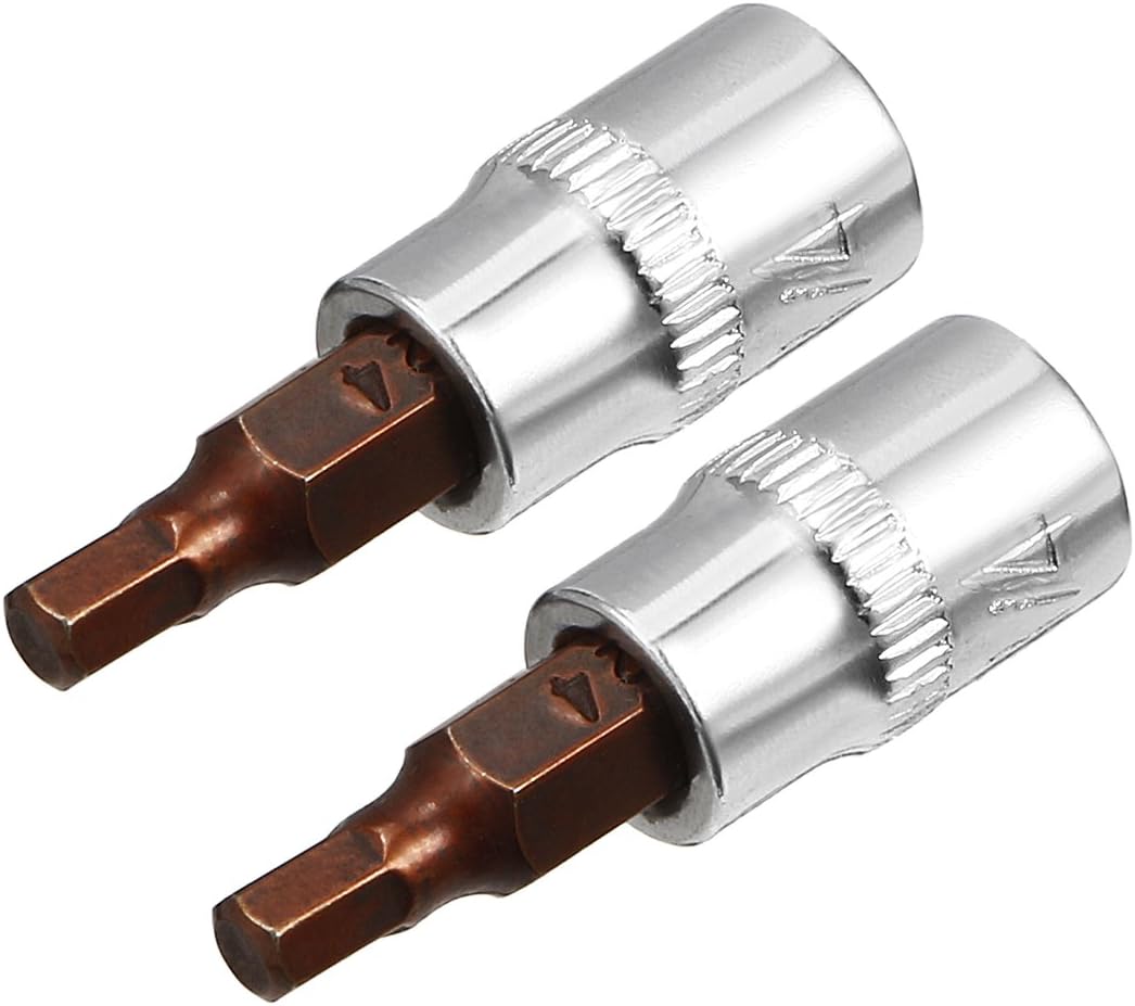 uxcell 2pcs 1/4" Drive x H6 (6mm) Hex Bit Socket, S2 Steel Bits CR-V Sockets 38mm Length Use ...