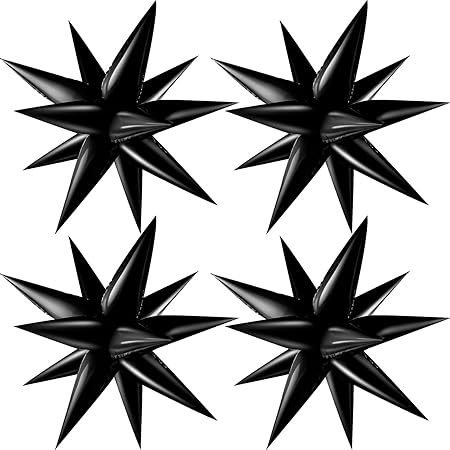 Amazon.com: Black Star Foil Balloons 6 Star Explosion Mylar Balloons ...