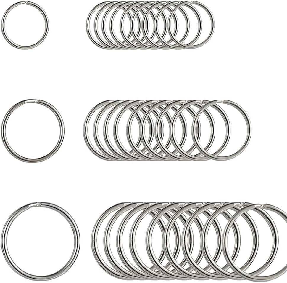 Voarge 50 Pcs Split Rings 15mm/20mm/25mm/28mm/30mm, Key Rings Stainless ...