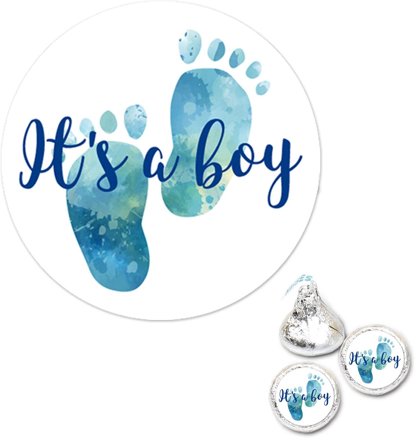 Amazon.com: 324 Its a Boy Blue Footprints Kisses Labels for Baby Shower ...