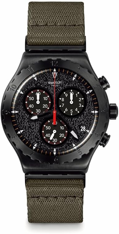 Amazon.co.jp: [スウォッチ] 腕時計 BY THE BONFIRE YVB416 メンズ グリーン : ファッション