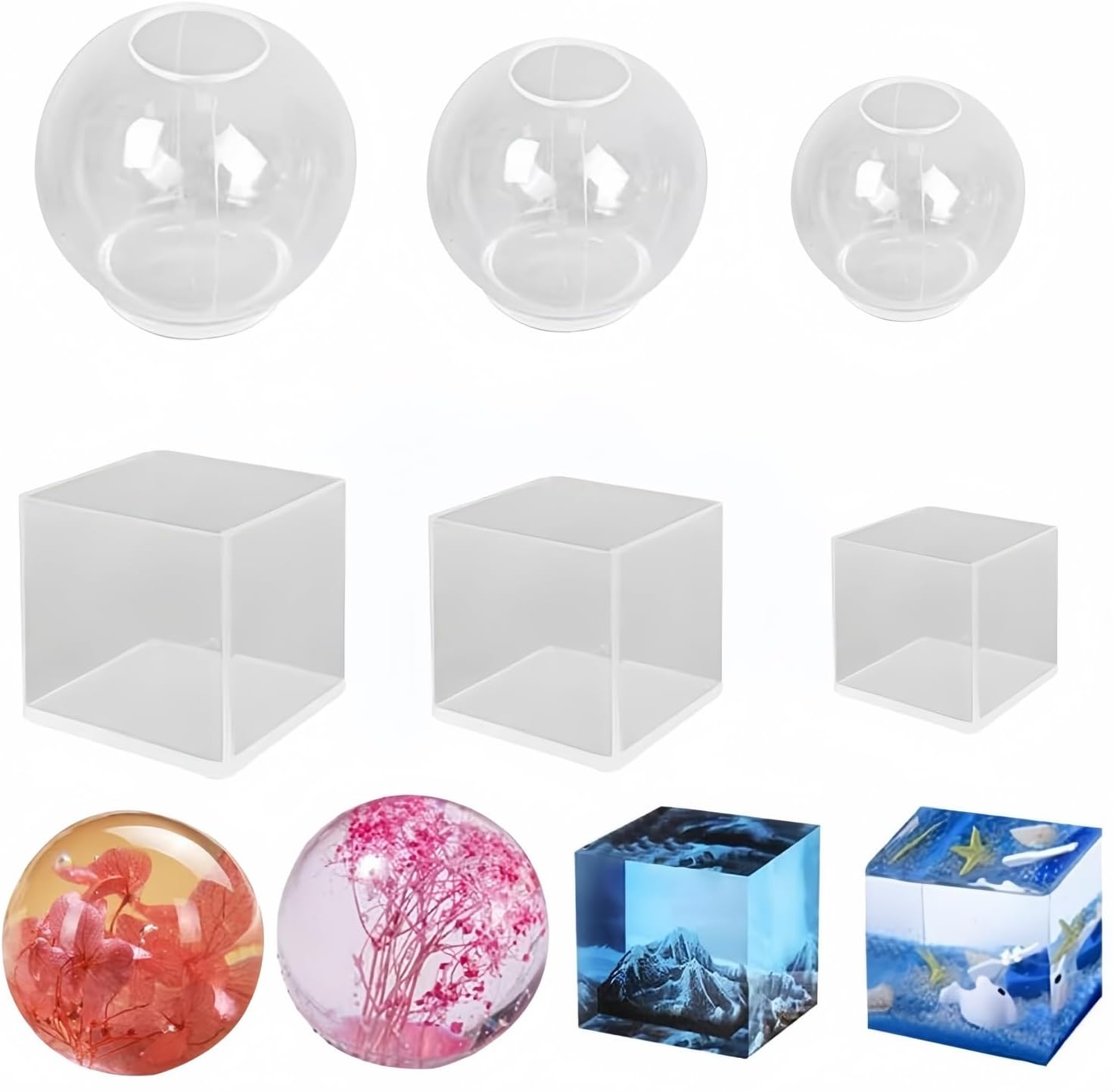 Amazon.com: BIGEBO 4 inch Large Sphere Resin Molds, Ball Shape Silicone ...