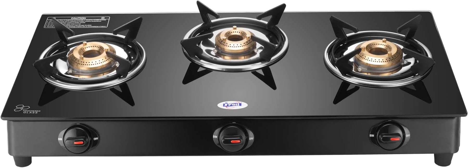 Jyoti Gas Appliances (Label) 308 Black - 2G | 3 Burner Glass Gas Stove | Toughened Glass Cooktop ...