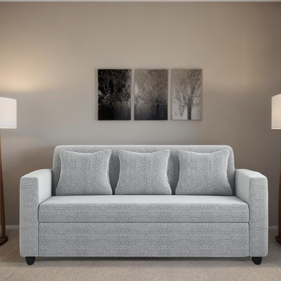 HANDWOOD FURNITURE 3 Seater Fabric Sofa Set for Living Room Furniture ...