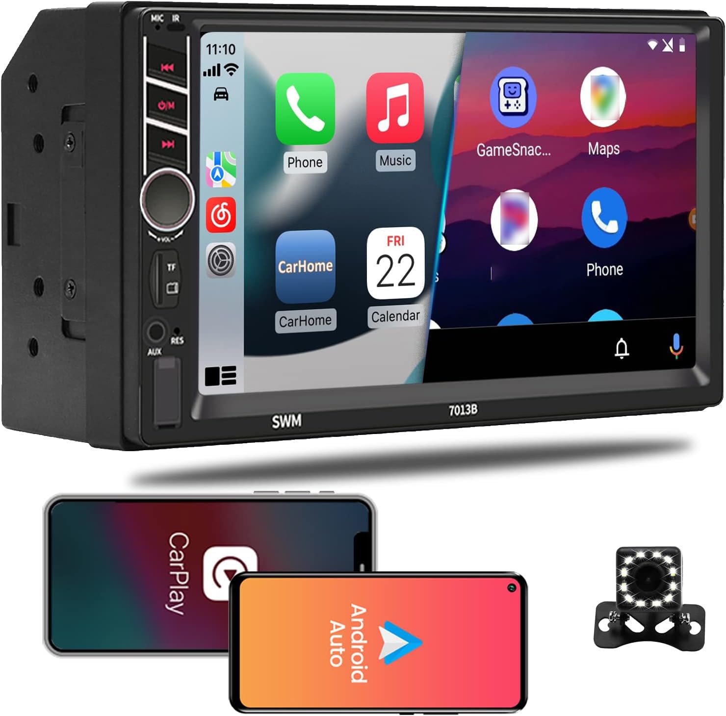 Buy Double Din Car Stereo Radio with Carplay/Android Auto Bluetooth 7In ...