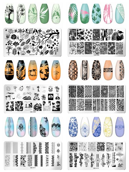 Amazon.com: 6 Pcs Nail Art Stamping Plates Kit , Nail Stamp Plate ...