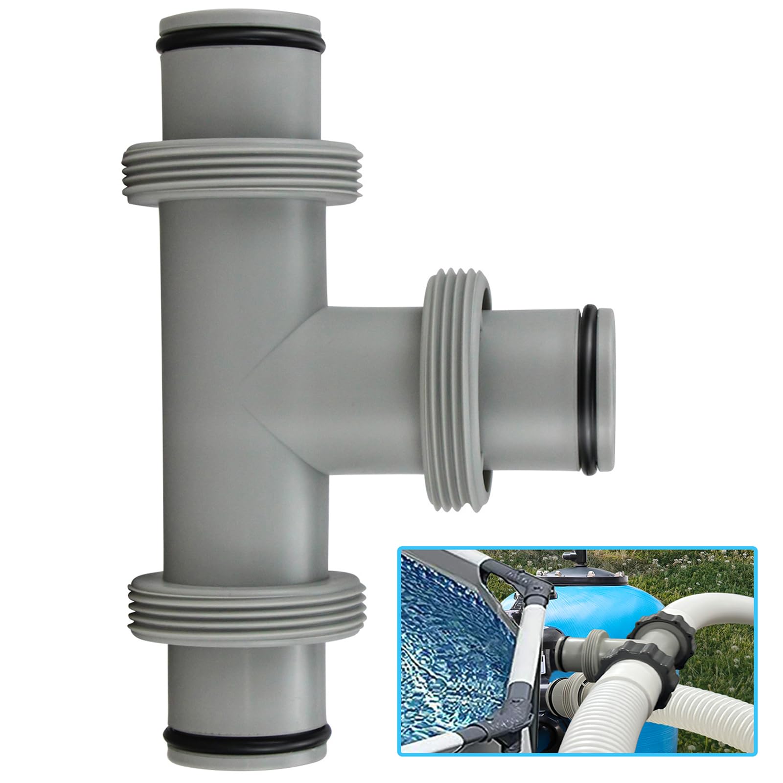 JJunLiM Pool Pump Fittings, 1.5" to 1.5" T-Joint Pool Hose Adapter 3 ...