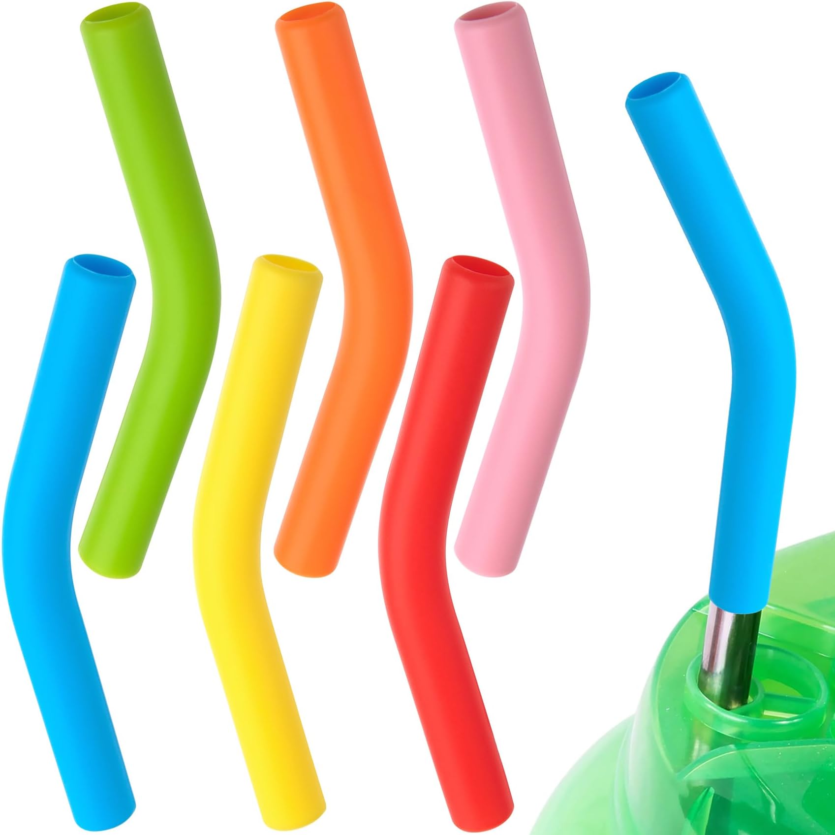 Amazon.com: Isslly 6PCS Silicone Straw Tips, Multicolor Reusable Food ...