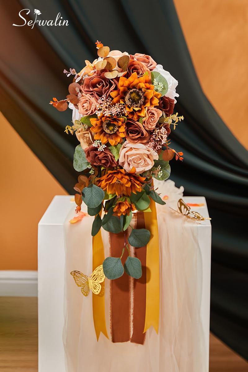 Fiesta De Bodas De Color Naranja Quemado Y Amarillo Vestido De