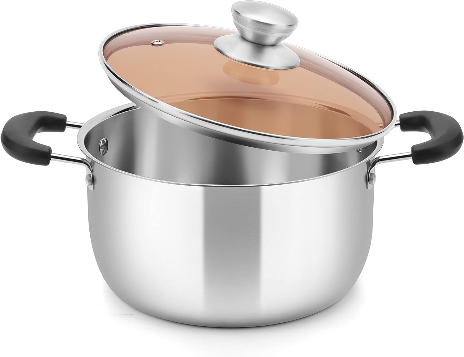4 QT Stock Pot with Lid, Stainless Steel Soup Pasta Pot, Stockpot for ...