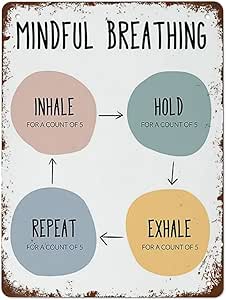 Amazon.com: NAMEY Funny Vintage Tin Metal Sign Mindful Breathing Poster ...
