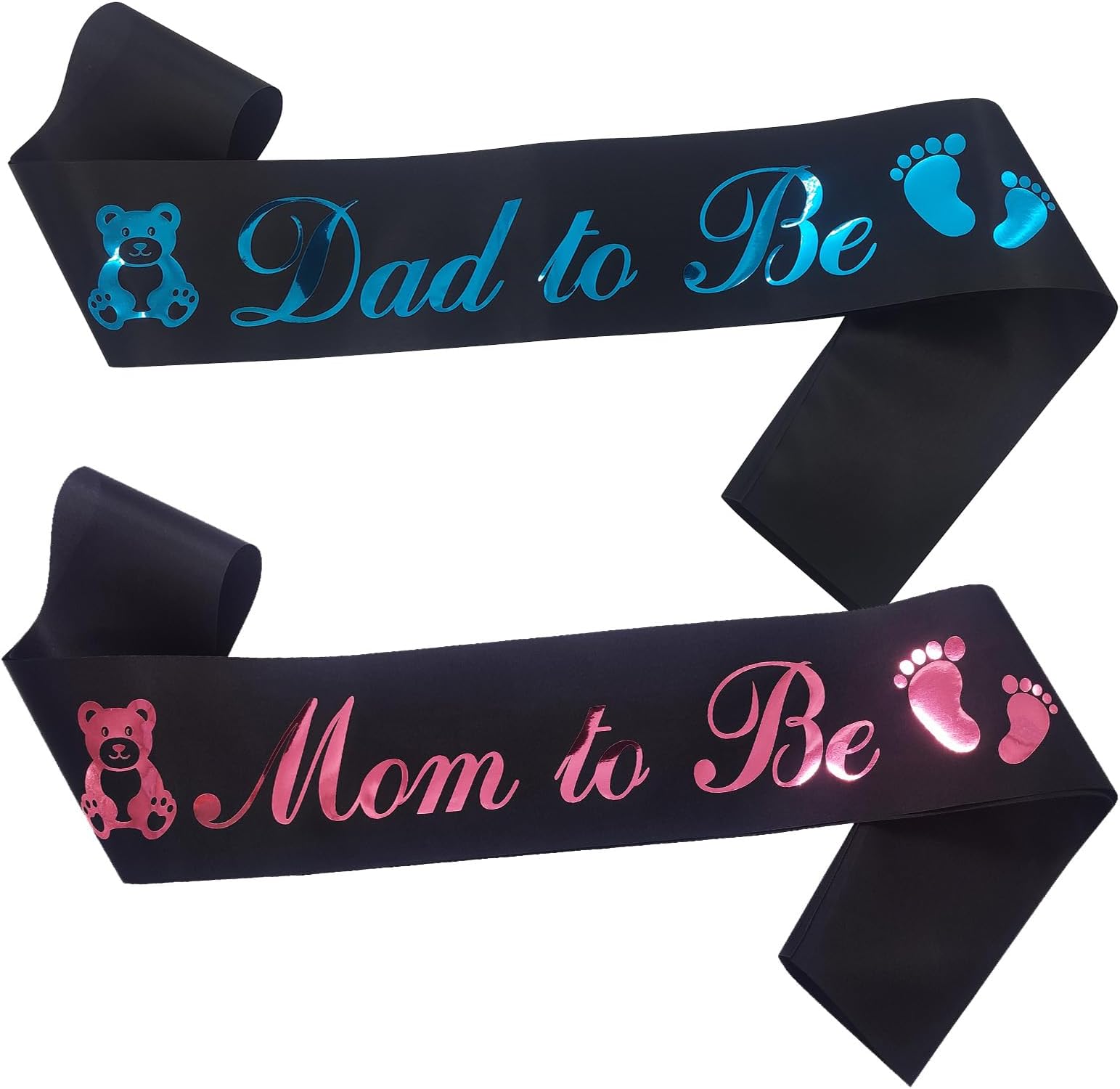 Amazon.com : 2PCS,Mom to Be & Dad to Be Sash Set,Black Satin with Pink ...