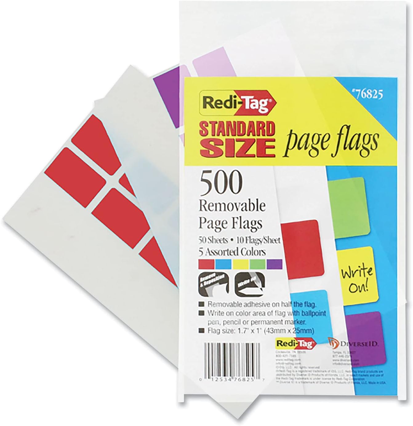 Amazon.com : Redi-Tag 20202 Removable/Reusable Page Flags, 13 Assorted ...