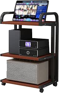 Amazon.co.jp: 3 Tier Media Rack Audio/Video Component Cabinet DVD CD ...