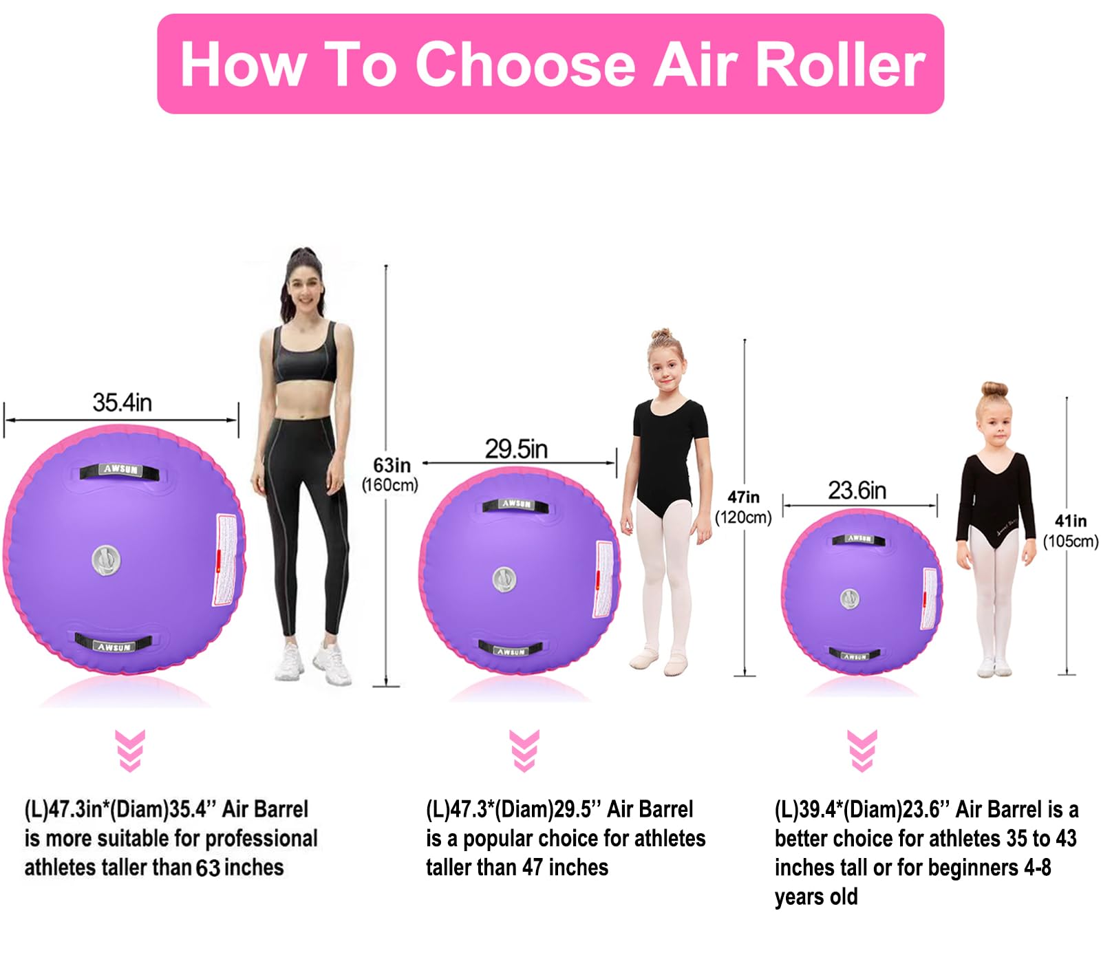 Snapklik.com : AWSUM 4ft L X 2.5ft Diam Air Roller Tumbling Mat Barrel ...