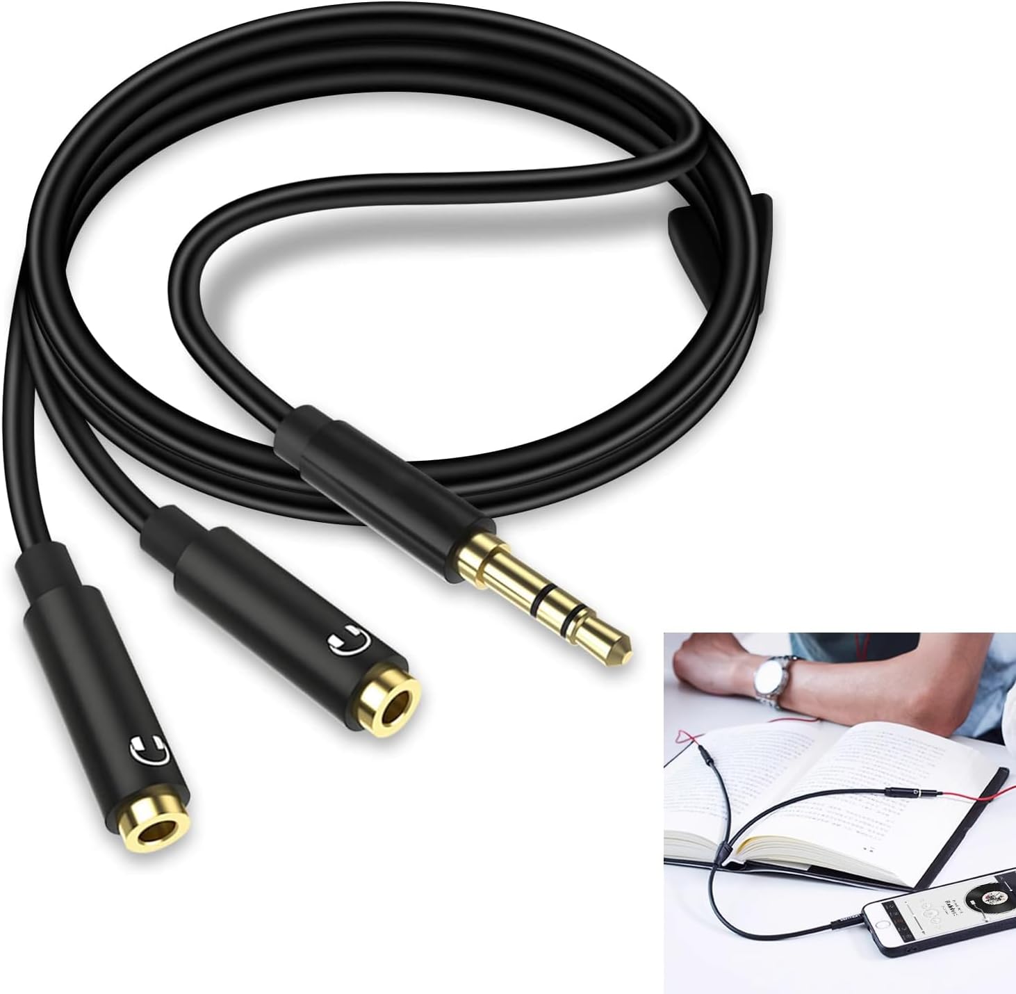 Adaptador para Dos Auriculares, Audio Estéreo Splitter, Cable Audio ...