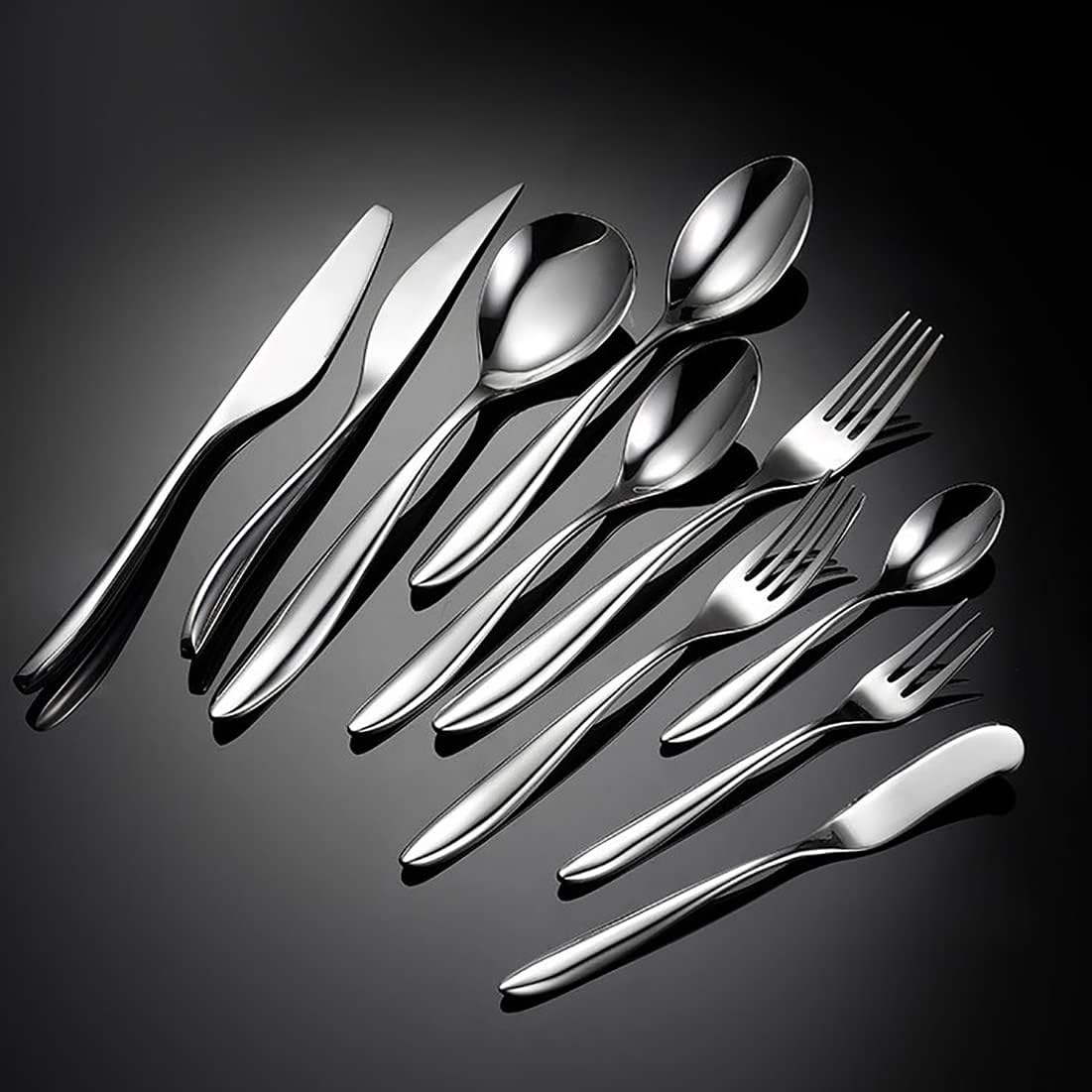 Amazon.com | Tunkeny 120 Piece Modern Silverware Set with Steak Knife ...