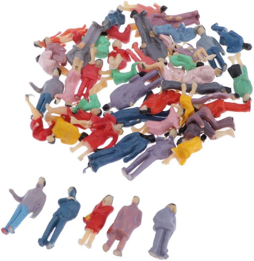 Amazon.com: Baosity 50pcs Painted Model Train Passenger People Figures ...