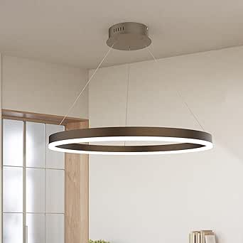 JS NOVA JUNS Modern LED Chandelier 23.6’’ Hanging Pendant Lights Height Adjustable Ceiling Light ...