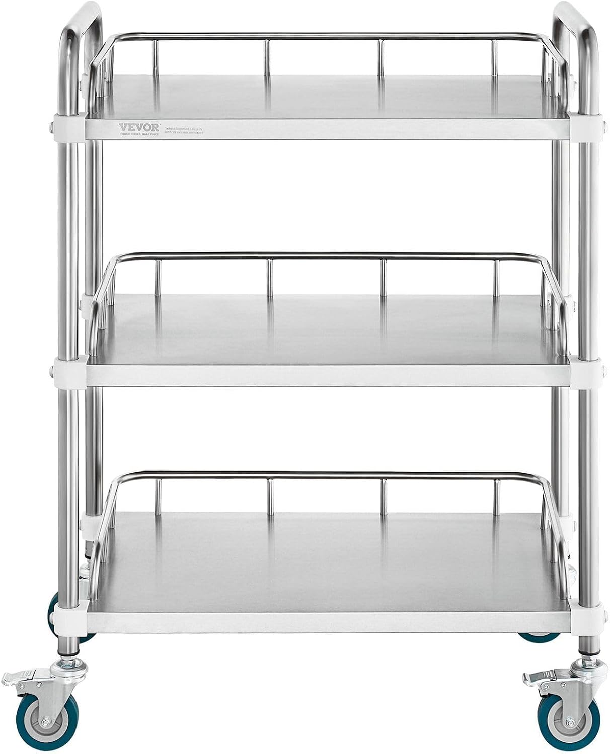 Amazon.com: Stainless Steel Lab Rolling Cart with 3 Shelves and Swivel ...