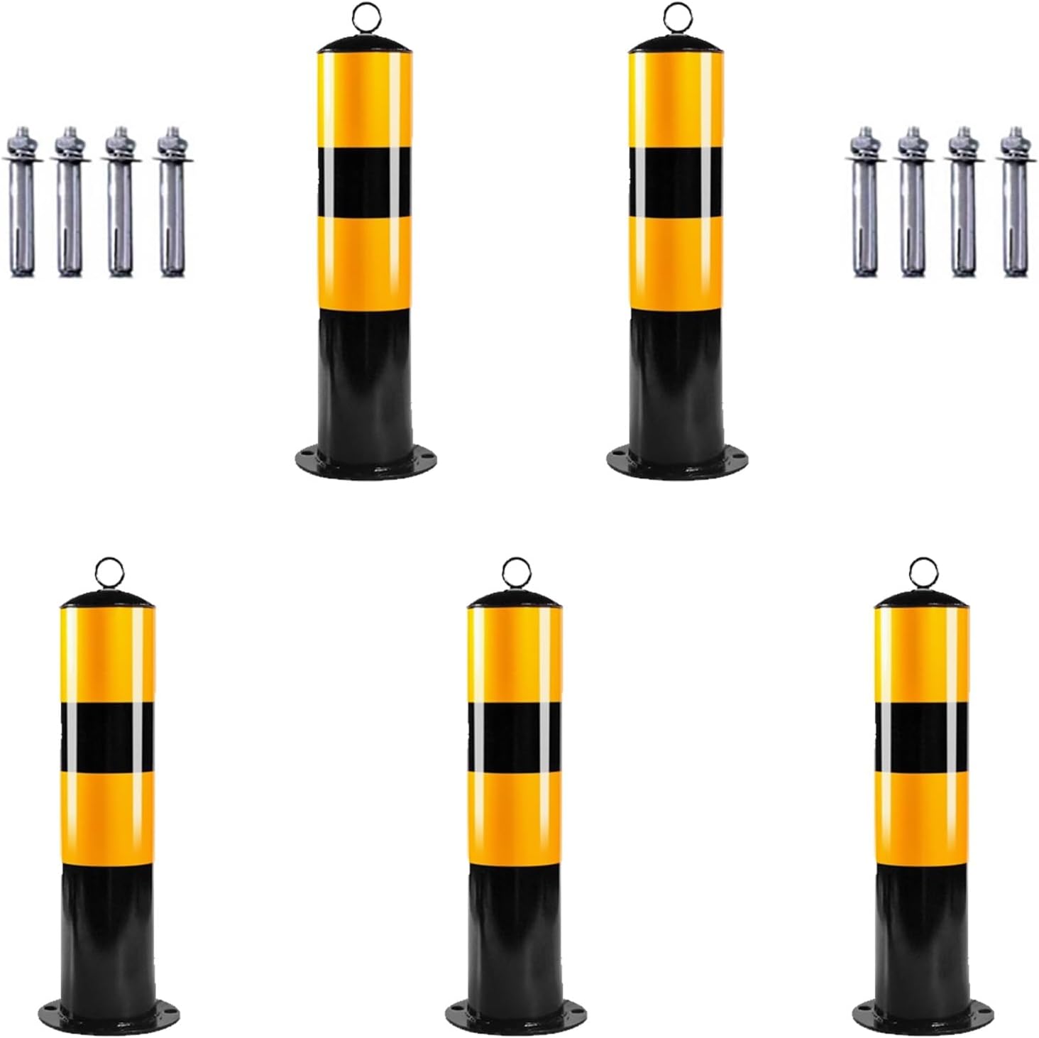 Traffic Delineator Post Cones Yellow Black, Steel Safety Bollard Post ...