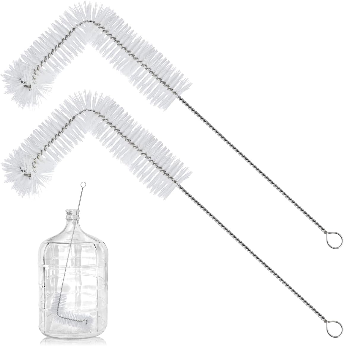 Aieve 2 Pack 28” Nylon Carboy Brush, 3/5/6/6.5 Gallon Carboy Cleaning ...