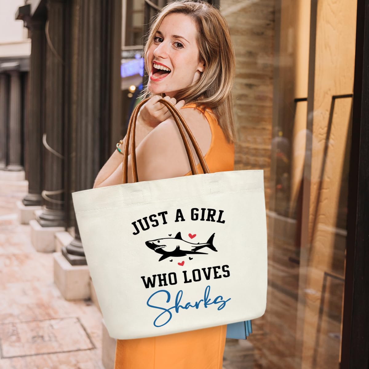 Snapklik.com : Shark Bag Sharks Ocean Animals Themed Canvas Tote Bag ...