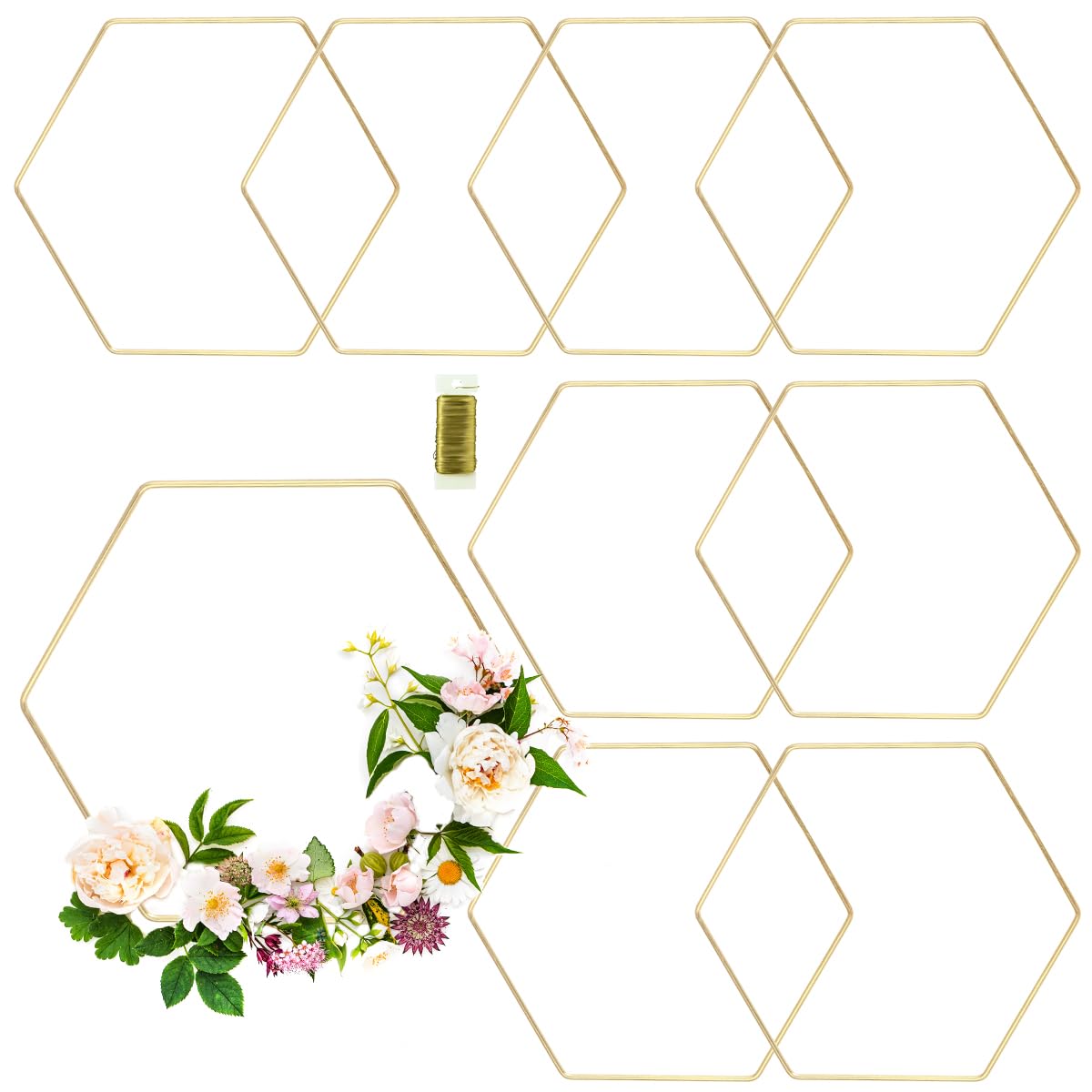 Amazon.com: 8 Pack Hexagonal Floral Hoops 18 Inch Large Metal Rings for ...